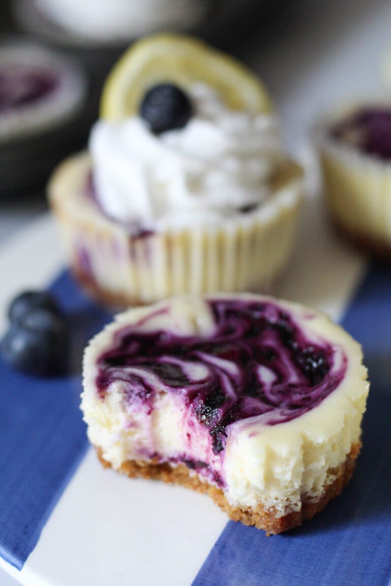 Lemon Blueberry Mini Cheesecakes - Spoonful of Scrumptious